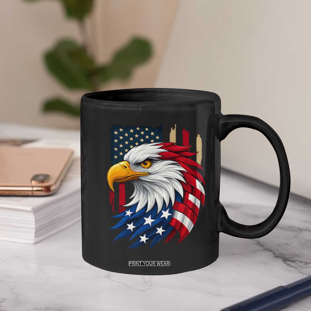 Fierce American Eagle Coffee Mug Bold Patriotic 4th of July USA Freedom ...