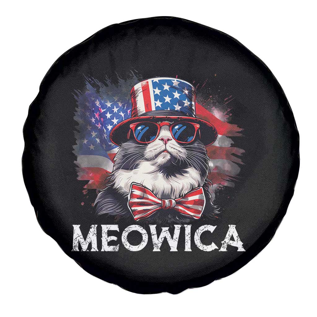 Funny 4th Of July Spare Tire Cover Meowica American Flag USA Cat TS11