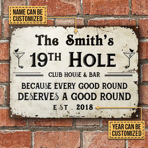 Personalized Golf Metal Sign Good Round 19th Hole Proudly CTM00