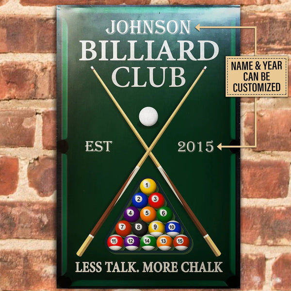 Personalized Metal Sign Billiard Club CTM