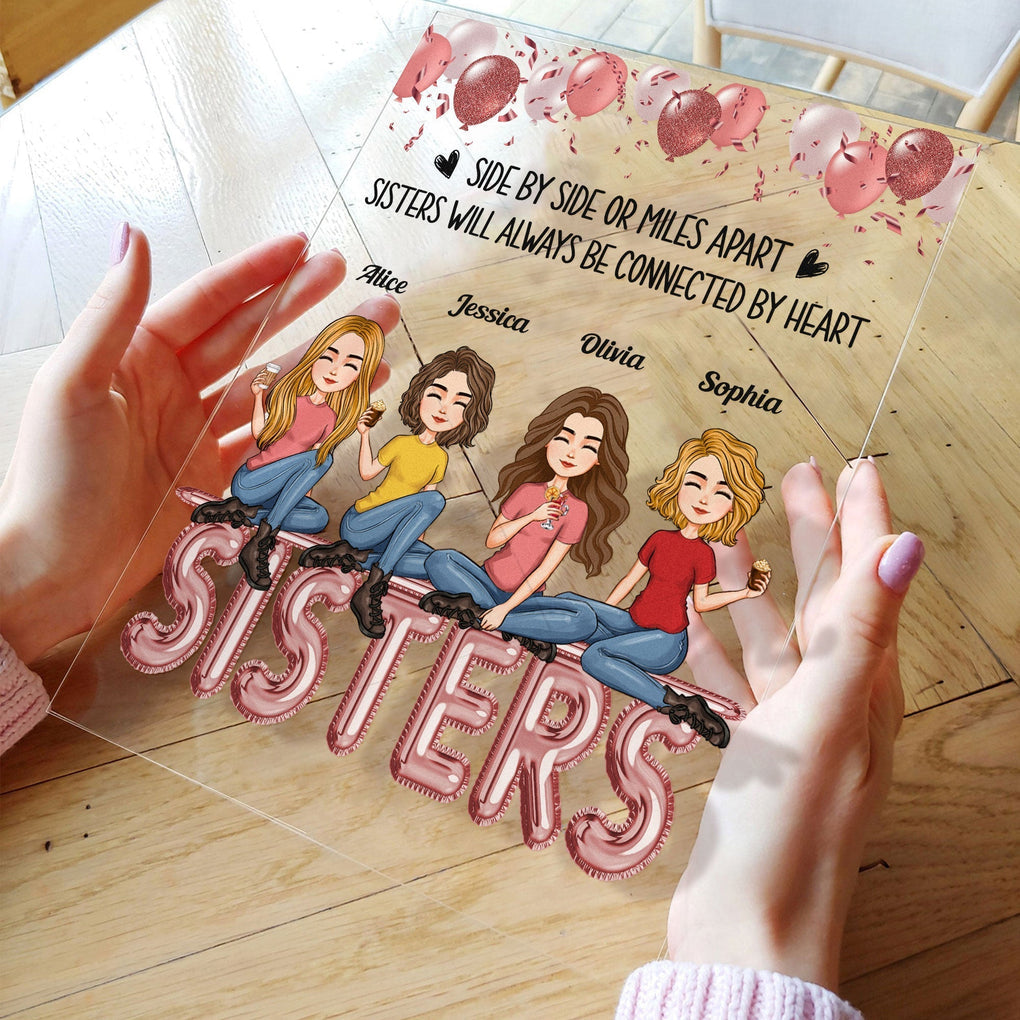 Personalized Side By Side Or Miles Apart Sisters Will Always Be ...