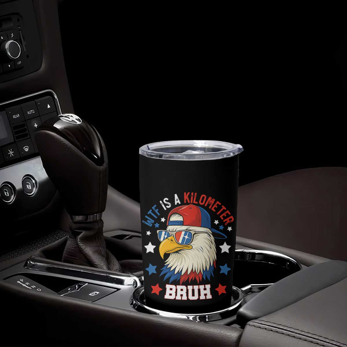 WTF Is A Kilometer Bruh Tumbler Cup Funny Patriotic American Bald Eagle ...