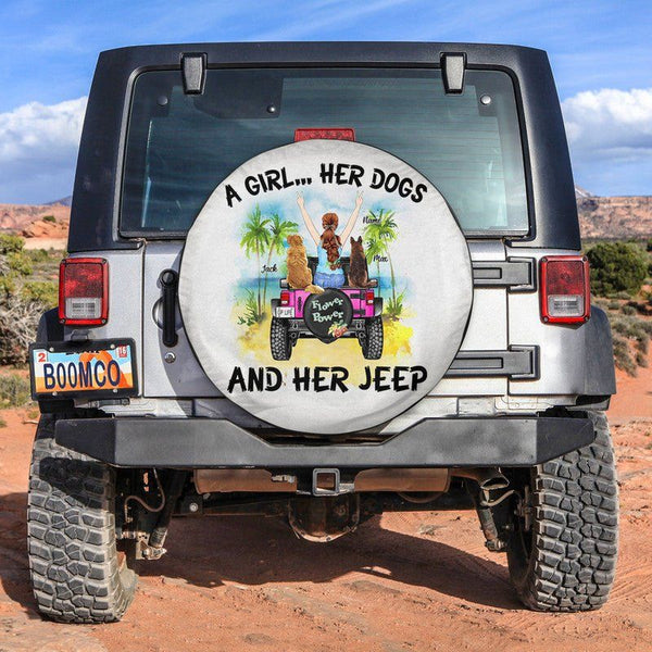 A Girl Her Dogs And Her Personalized Tire Covers, Gift For JP Girl CTM