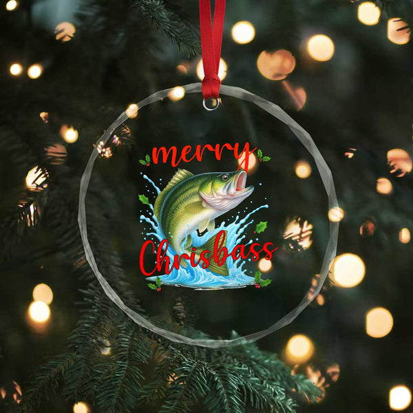Bass Fish Christmas Crystal Glass Ornament Merry Chrisbass TS14