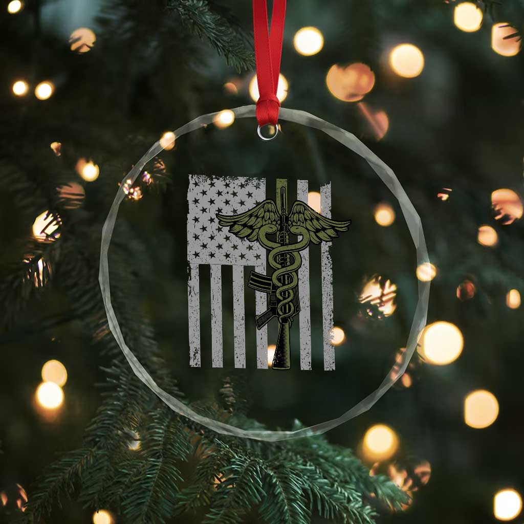 Combat Medic Soldier Crystal Glass Ornament Caduceus Vintage American ...