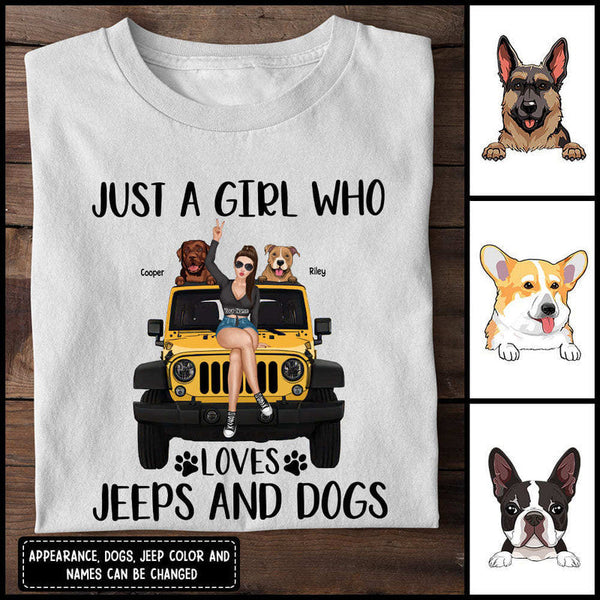 Custom Jeep Tee Shirts Just A Girl Who Loves Jeeps and Dogs NO.4 CTM