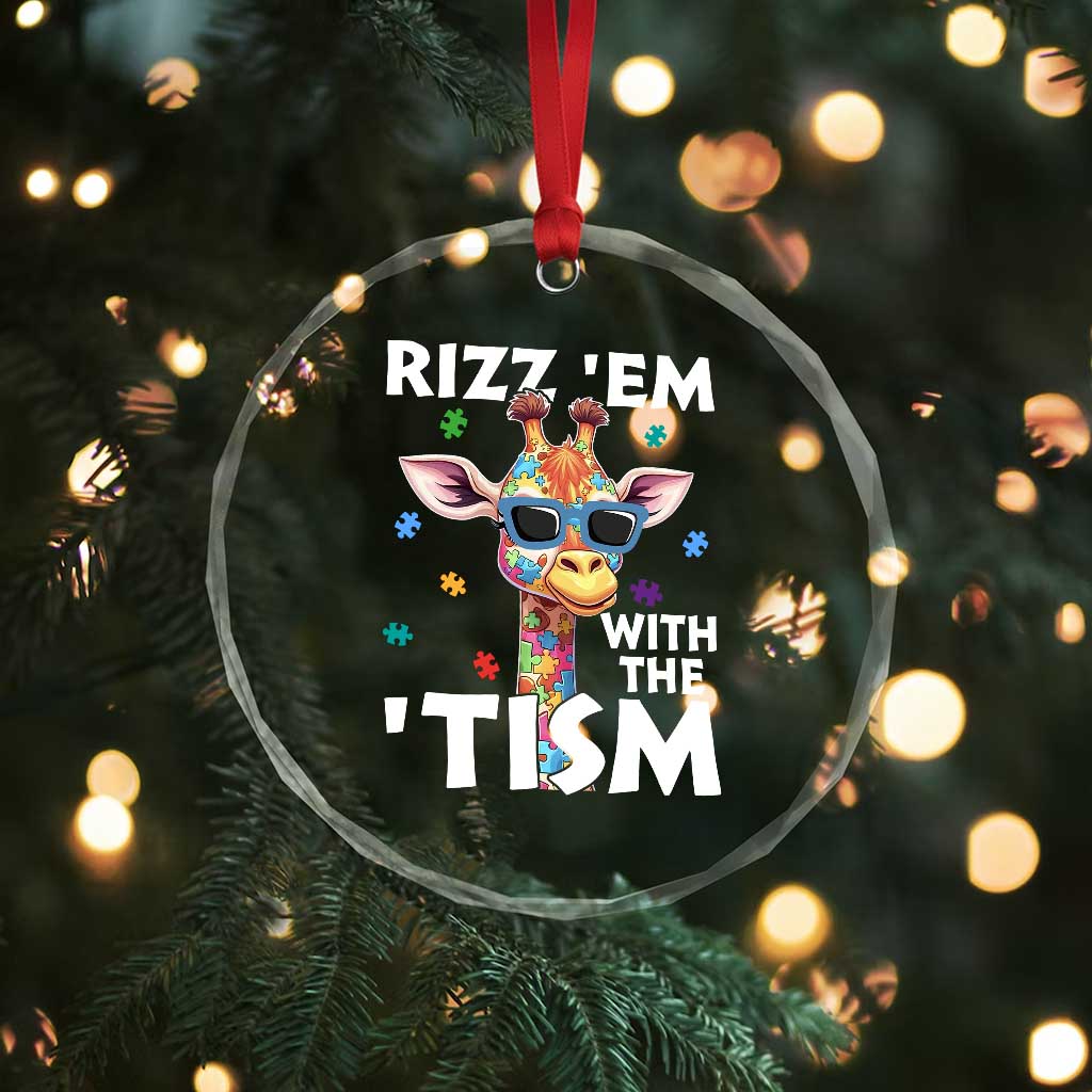 Funny Autism Giraffe Crystal Glass Ornament Rizz Em With The Tism TS02
