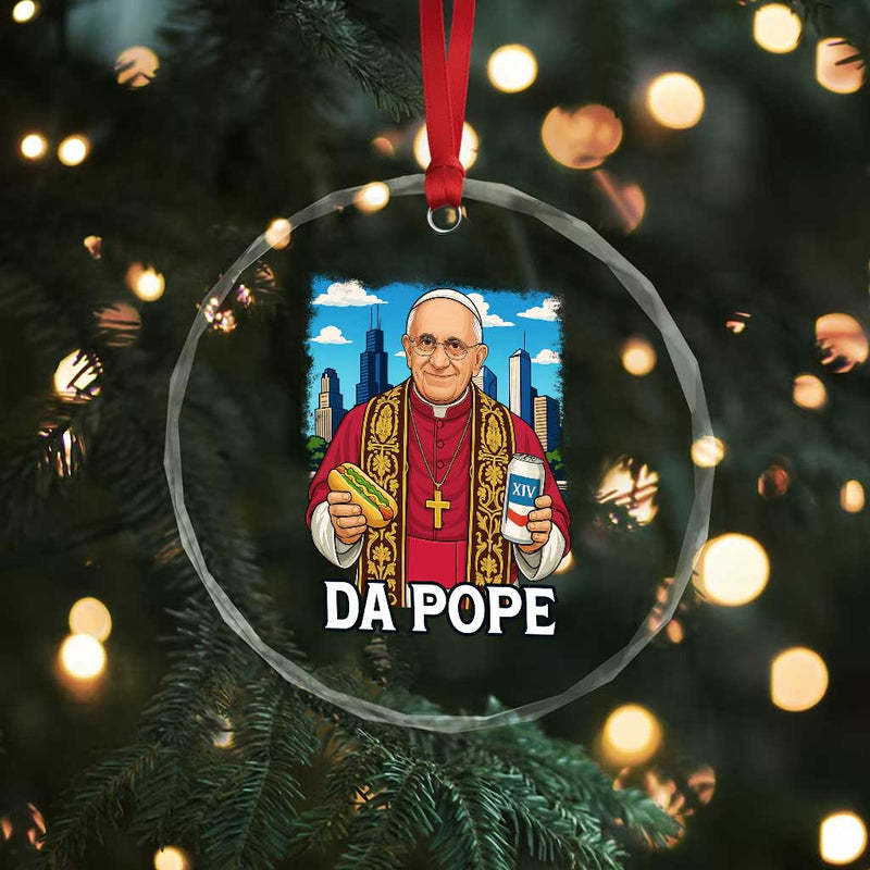 Funny Da Pope Leo XIV Crystal Glass Ornament 267th Pope Chicago Hot Dog ...