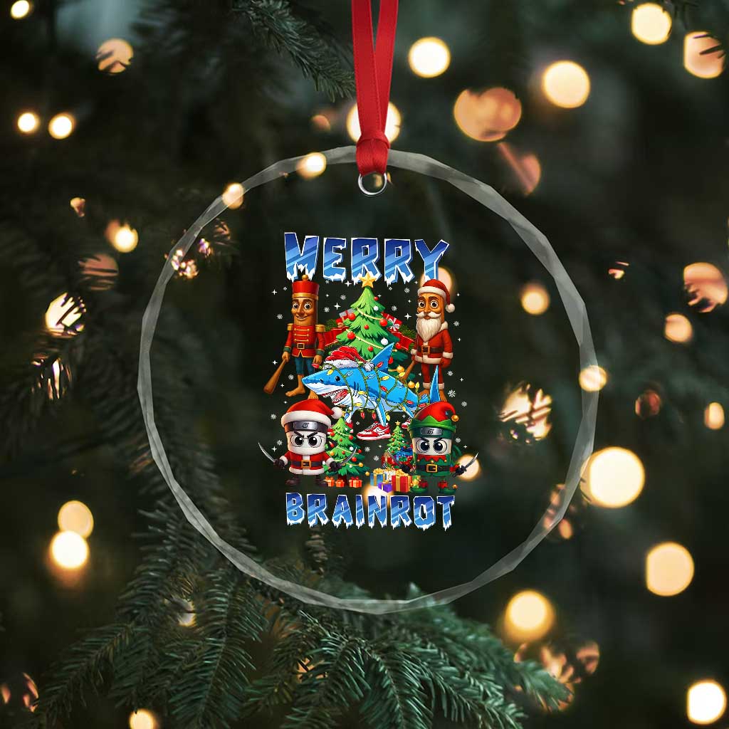 Funny Italian Brainrot Meme Christmas Crystal Glass Ornament Merry ...