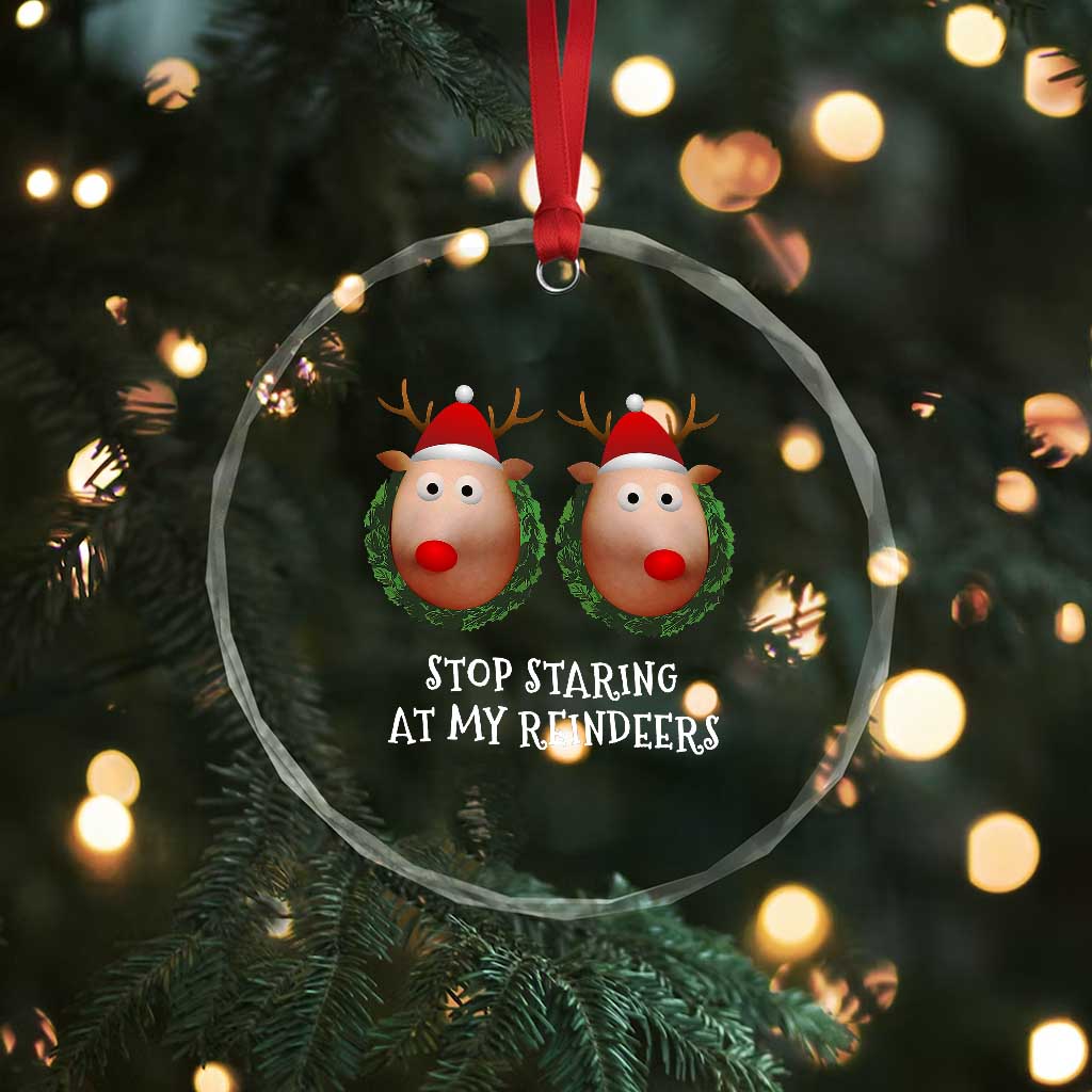 Funny Xmas Chest Joke Crystal Glass Ornament Stop Staring At My ...