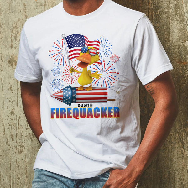 Duck Personalized Duck Independence Day Firequacker T Shirt CTM