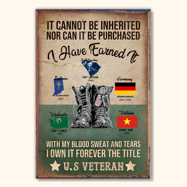 Personalized Veteran Poster It Cannot Be Inherited Forever The Title ...
