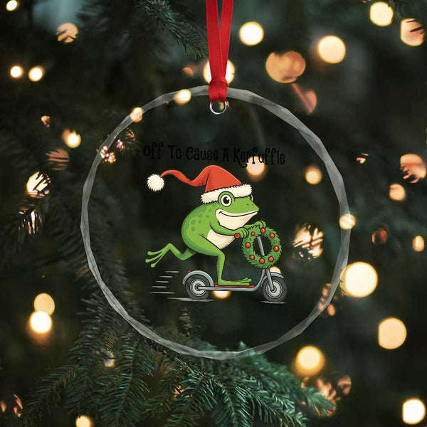 Off To Cause A Kerfuffle Crystal Glass Ornament Funny Frog Christmas ...