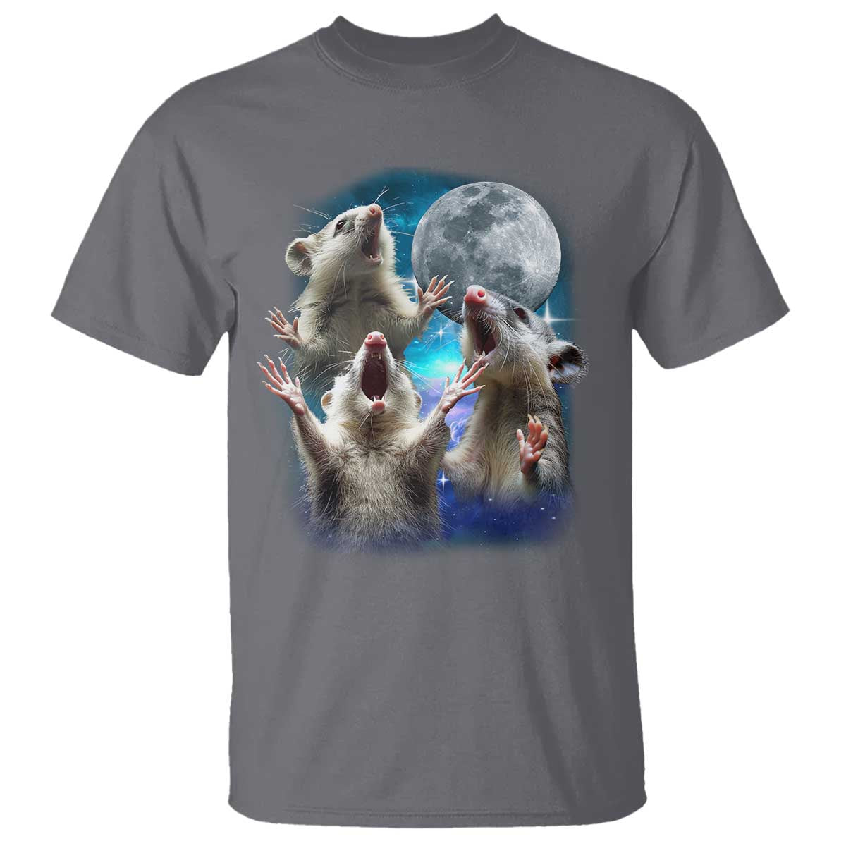 Funny Opossum Meme T Shirt Three Possum Screaming Under The Moon Weird ...