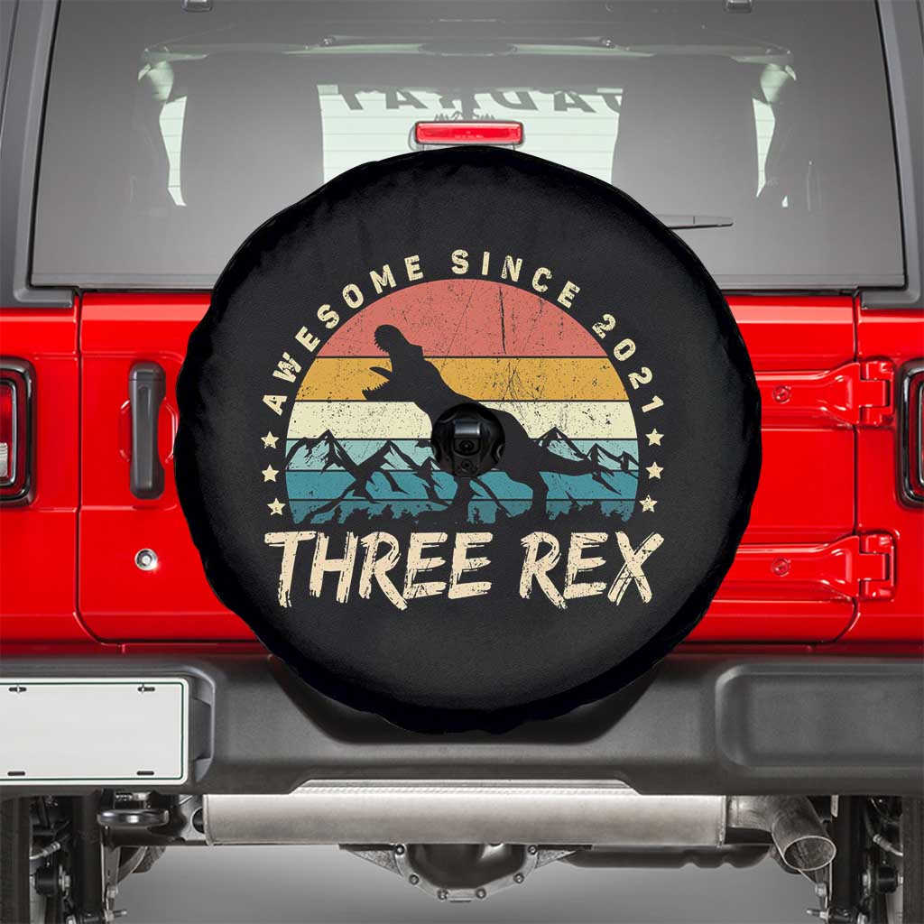 Three Rex 3rd Birthday Spare Tire Cover 3 Years Old Dinosaur Bday Boy ...
