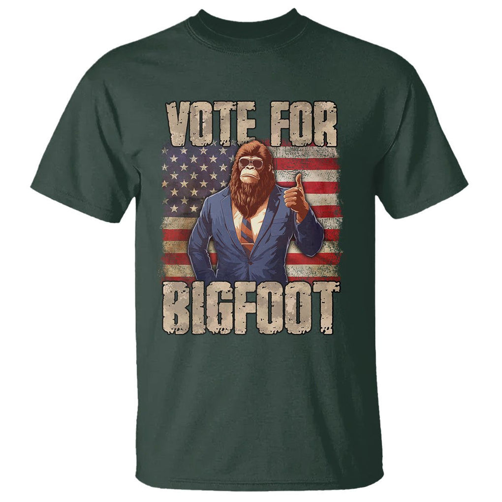 Vote For Bigfoot President Election Funny Sasquatch USA Flag T Shirt ...