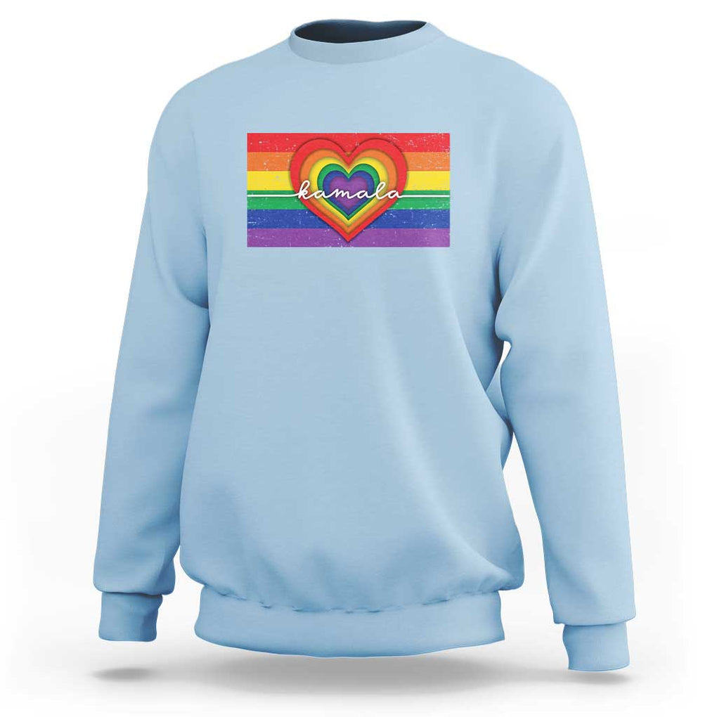 Comma La Harris Sweatshirt Kamala 2024 LGBT Rights Rainbow Flag TS09