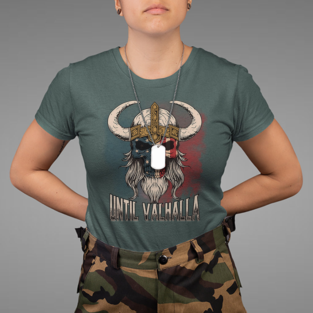 Viking T Shirt Until Valhalla US Flag Vintage Mythology TS09 Dark ...