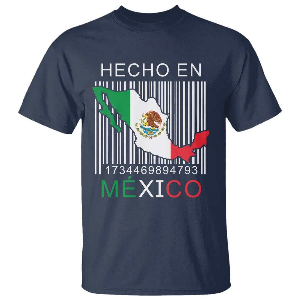 Mexican Pride T Shirt Hecho En Mexico Flag Barcode TS09 Navy Printyourwear