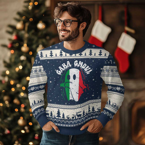 Gabagool Ghost Italian Ugly Christmas Sweater Funny Halloween Costume ...