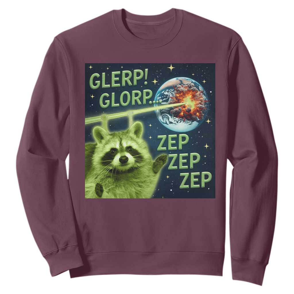 Funny Alien Raccoon Meme Sweatshirt Glerp Glorp Brainrot Stupid Gift TS10