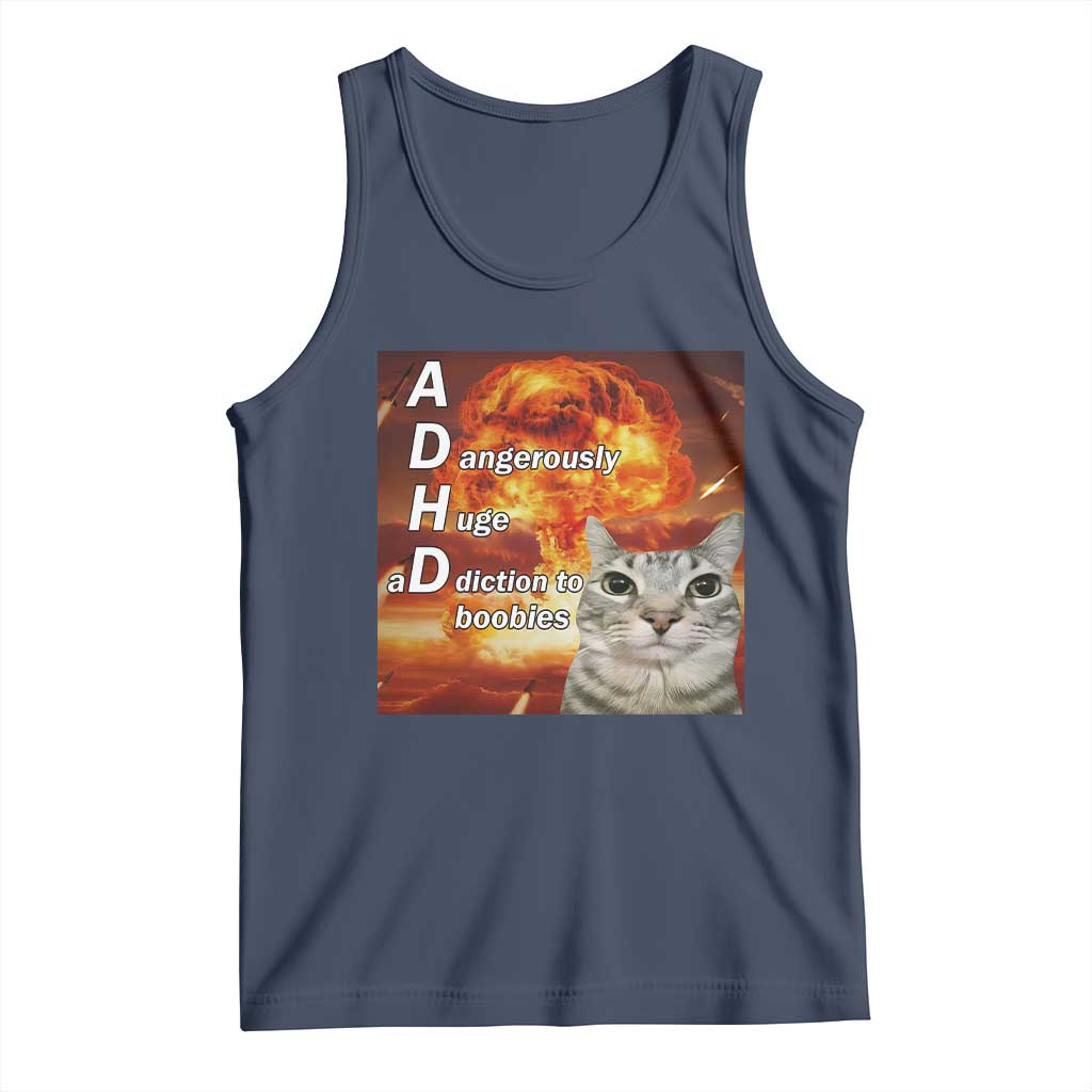 ADHD Cat Meme Tank Top Funny Kitty Flames Neurodivergent Gen Z TS10 ...
