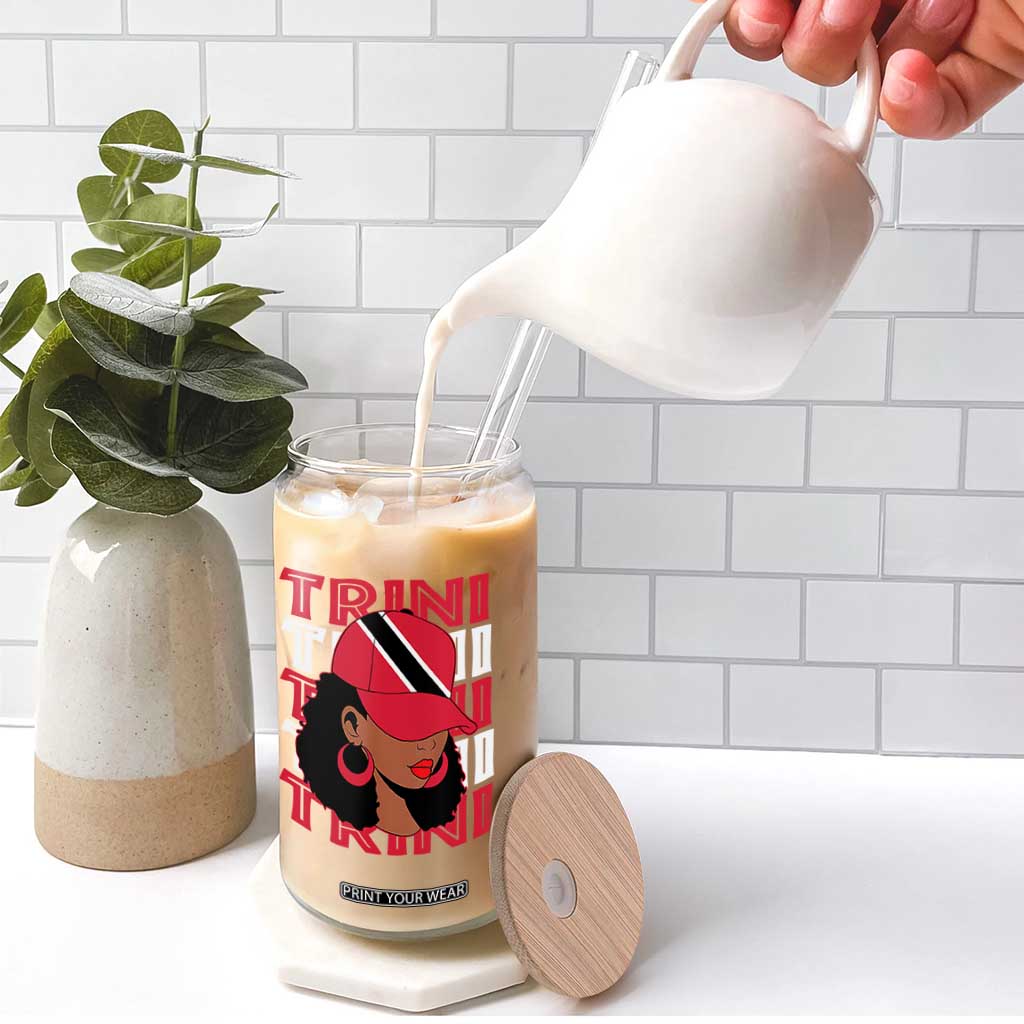 Proud Trini Afro Black Woman Glass Can Trinidad and Tobago Flag Pride TS10