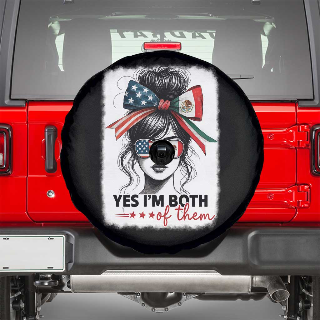 American Mexican Roots Spare Tire Cover Messy Bun Mexico America Half ...