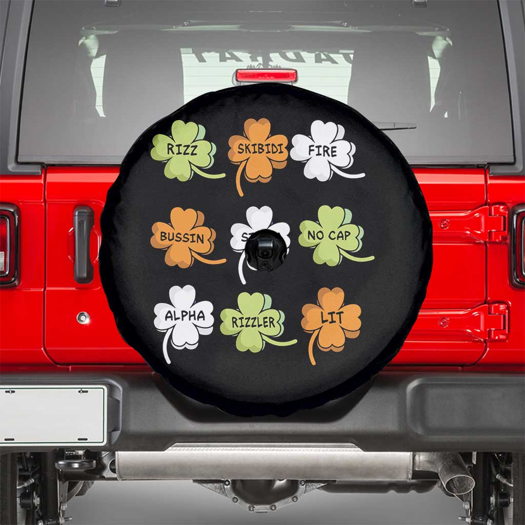 Funny Skibidi Rizz St Patrick's Day Spare Tire Cover Shamrock Clover ...