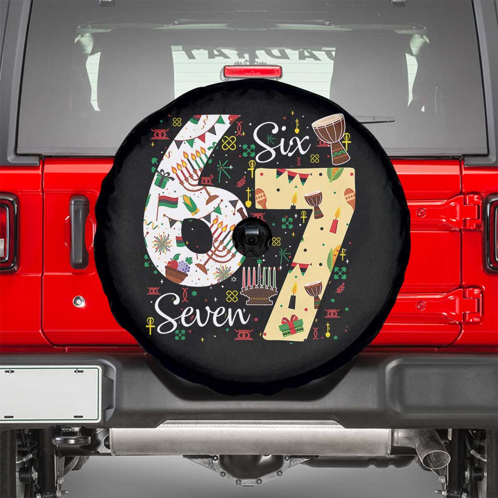 Funny 67 Kwanzaa Spare Tire Cover Six Seven Meme Kinara Candles African ...