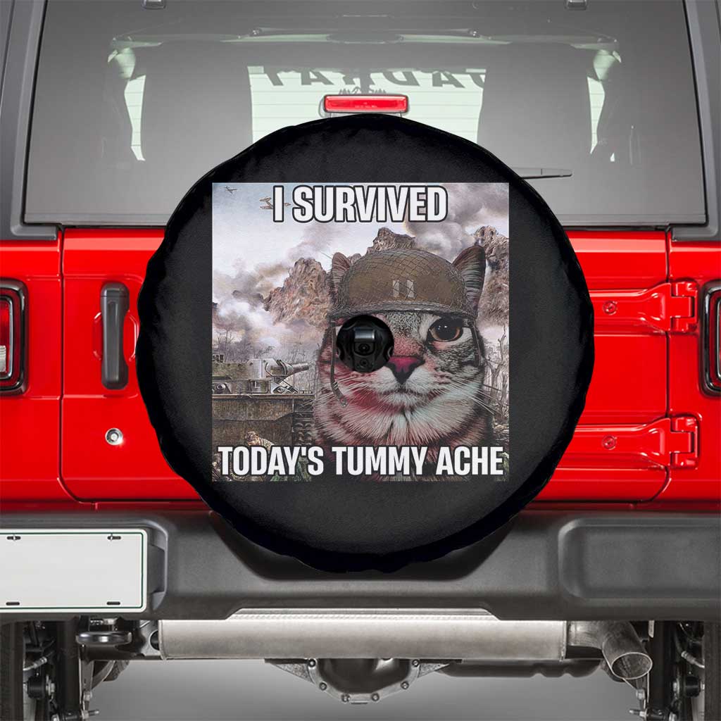 Funny I Survived Todays Tummy Ache Spare Tire Cover War Cat Meme TS11 ...