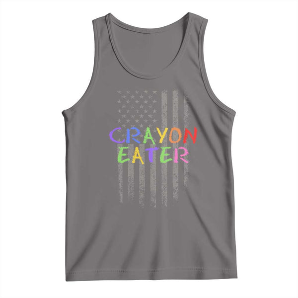 Funny Marine Military Veteran Tank Top Crayon Eater American Flag TS11