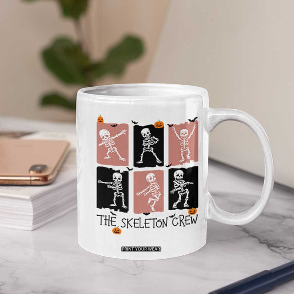 Funny The Skeleton Crew Coffee Mug Dancing Skeletons Halloween For Boys ...
