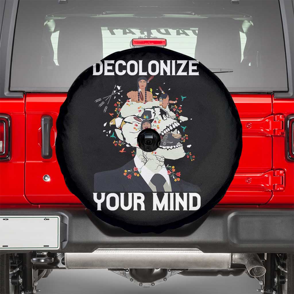 Indigenous People Native American Spare Tire Cover Decolonize Your Mind TS14 Black Print Your Wear