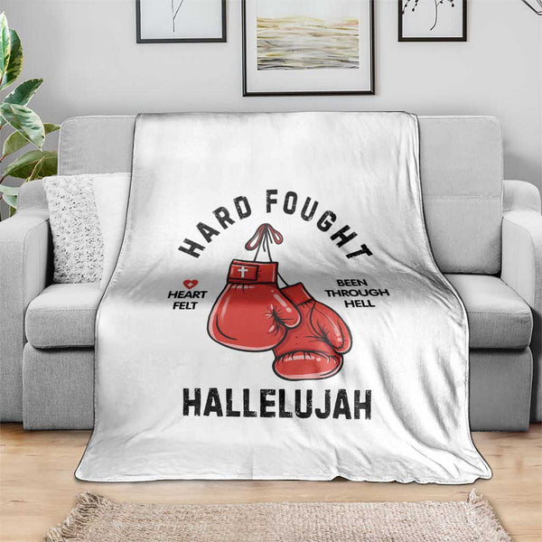 Hard Fought Hallelujah Throw Blanket Christian Boxing Gloves Bible ...